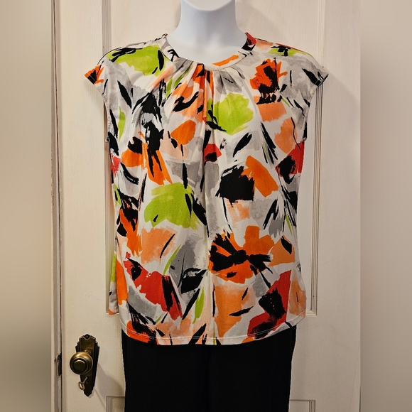 Worthington | Tops | Worthington Multicolor Abstract Print Womens Twist ...